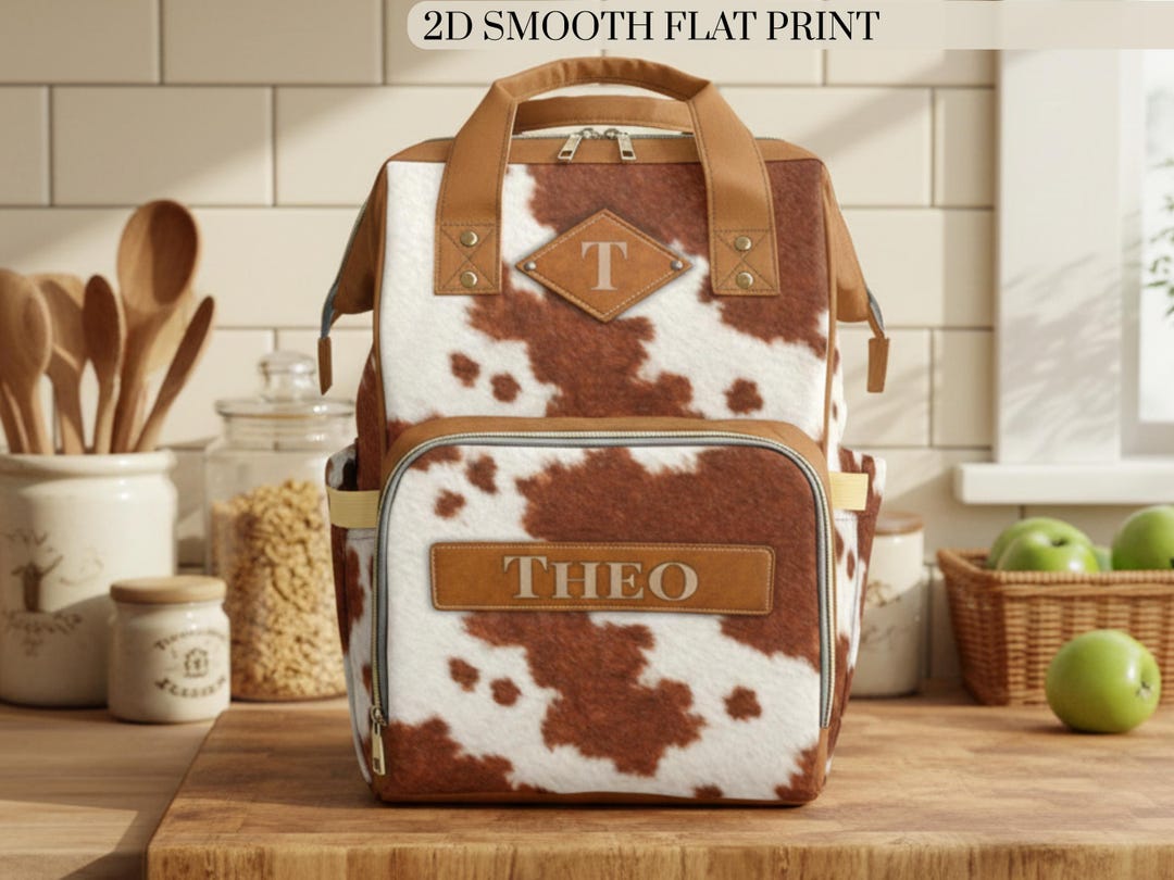 Boy Diaper Bag Cowboy Brown Cow Print Personalized Custom Diaper Bag ...