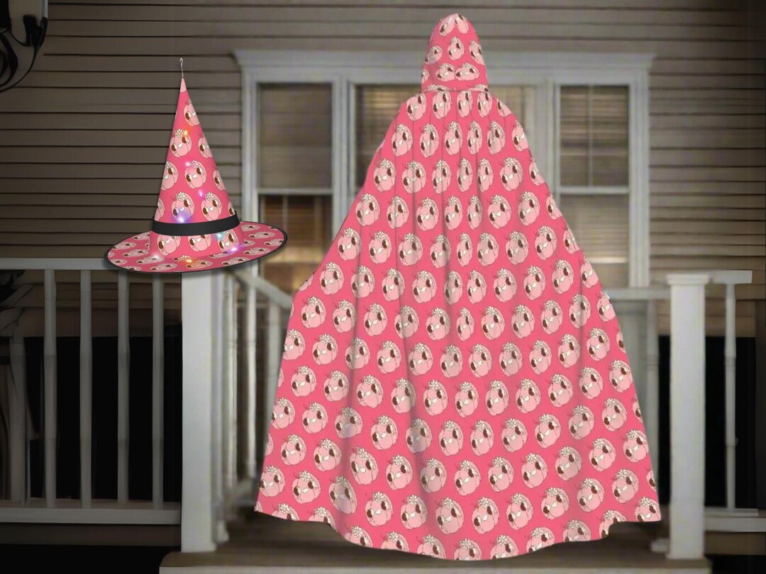Hooded Cloak and Witch Hat Matching With Pink Retro Pumpkins Cute ...