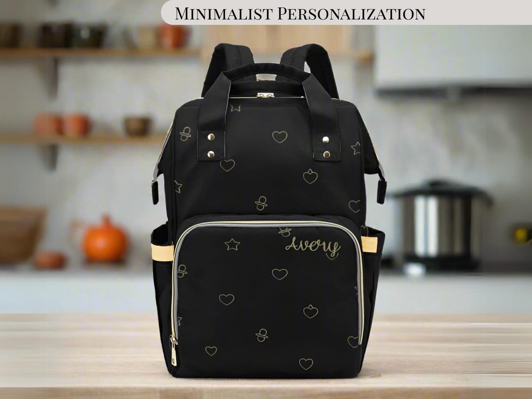 Diaper Bag Personalized Black Diaper Backpack Custom Name Unisex Baby ...
