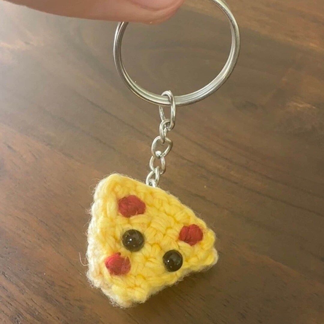 Mini Crochet Pizza Keychain Critter Food Keychain - Etsy