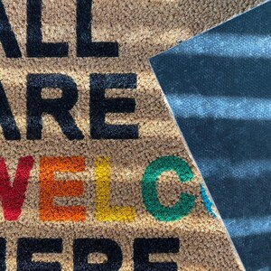 Rainbow Welcome Mat - LGBTQ - Gay Pride - All Are Welcome - Custom ...