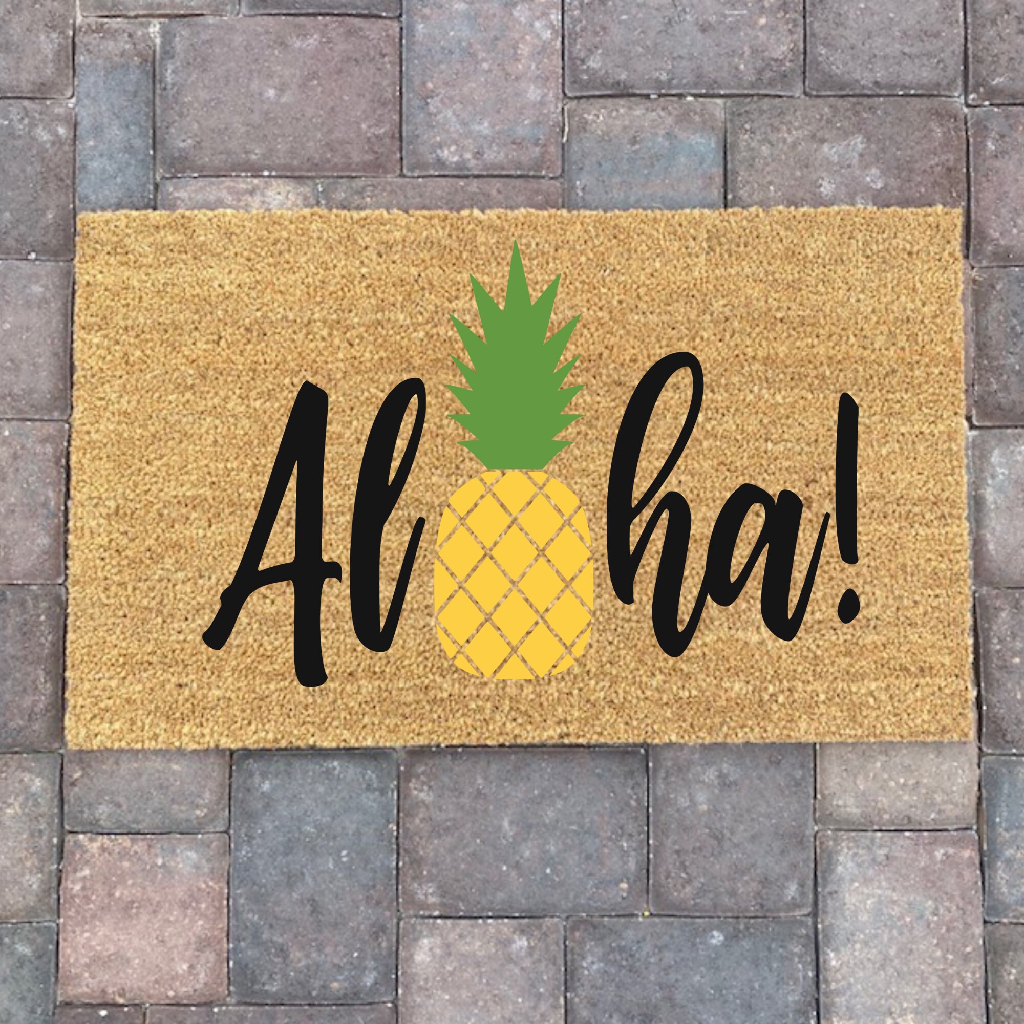 Aloha Welcome Mat Doormat Pineapple Front Porch Sign | Etsy