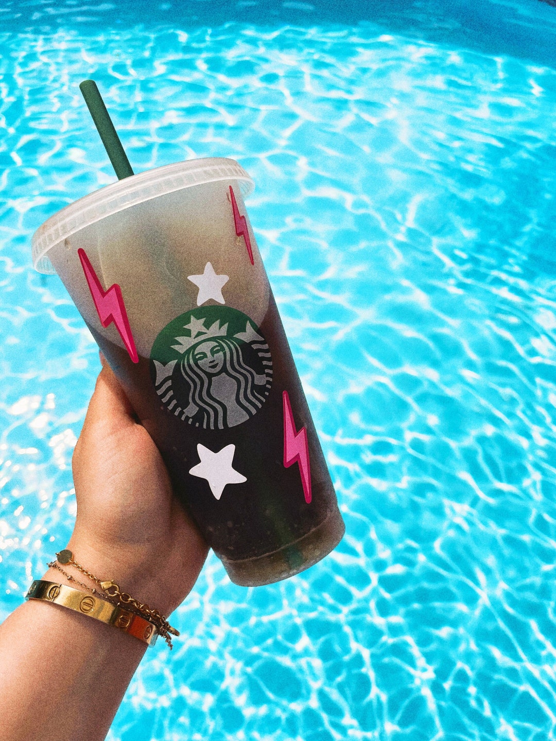 Preppy Starbucks Cup, Lightning Bolt Smile Starbucks Cup, Reusable ...