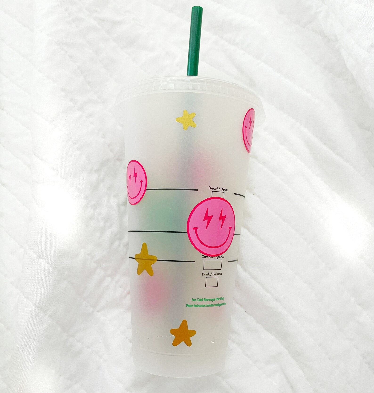 Smile Face Starbucks Cup Lightning Bolt Smile Face Starbucks - Etsy