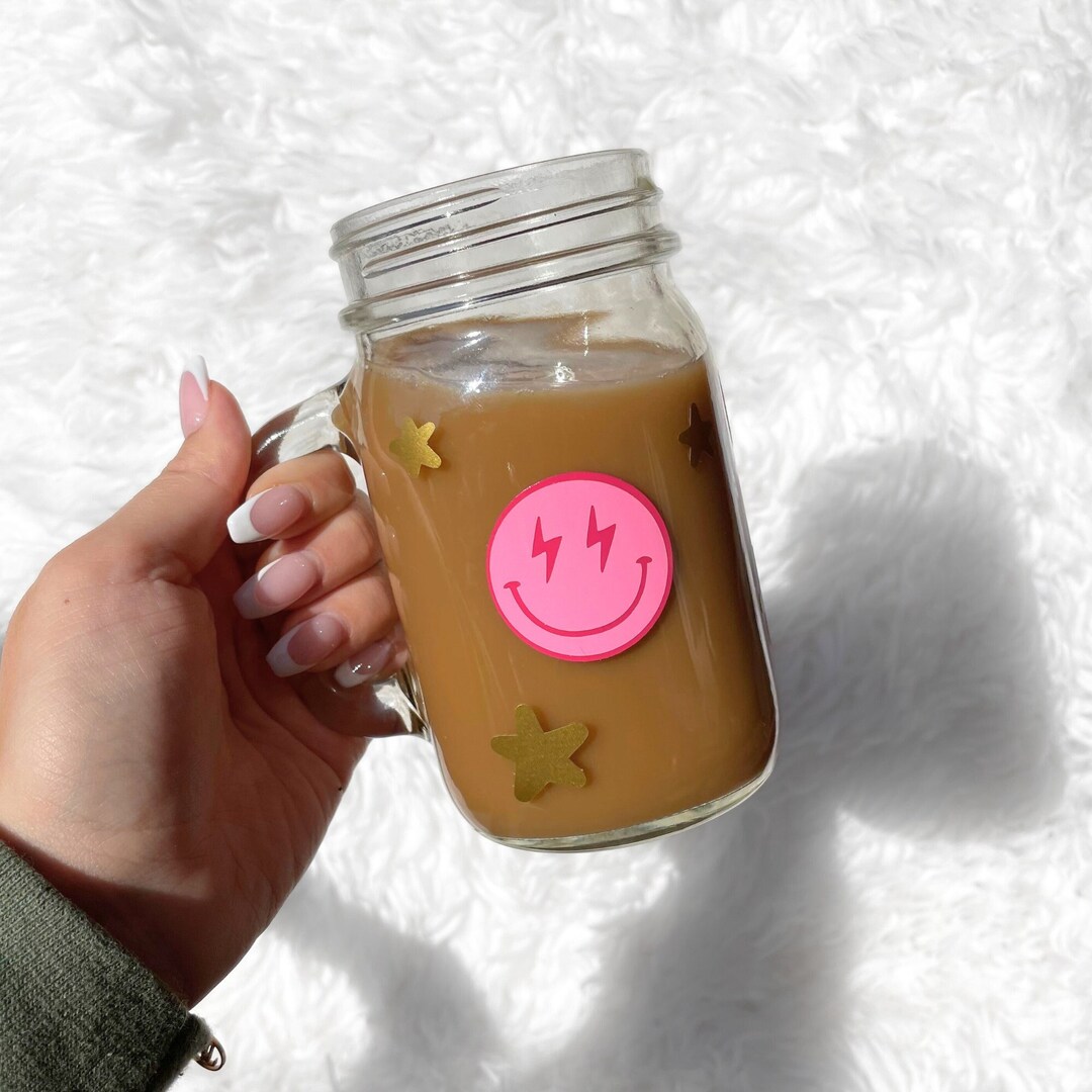 Lightning Smile Cup, Lightning Smile Mason Jar, Reusable Glass Cup ...