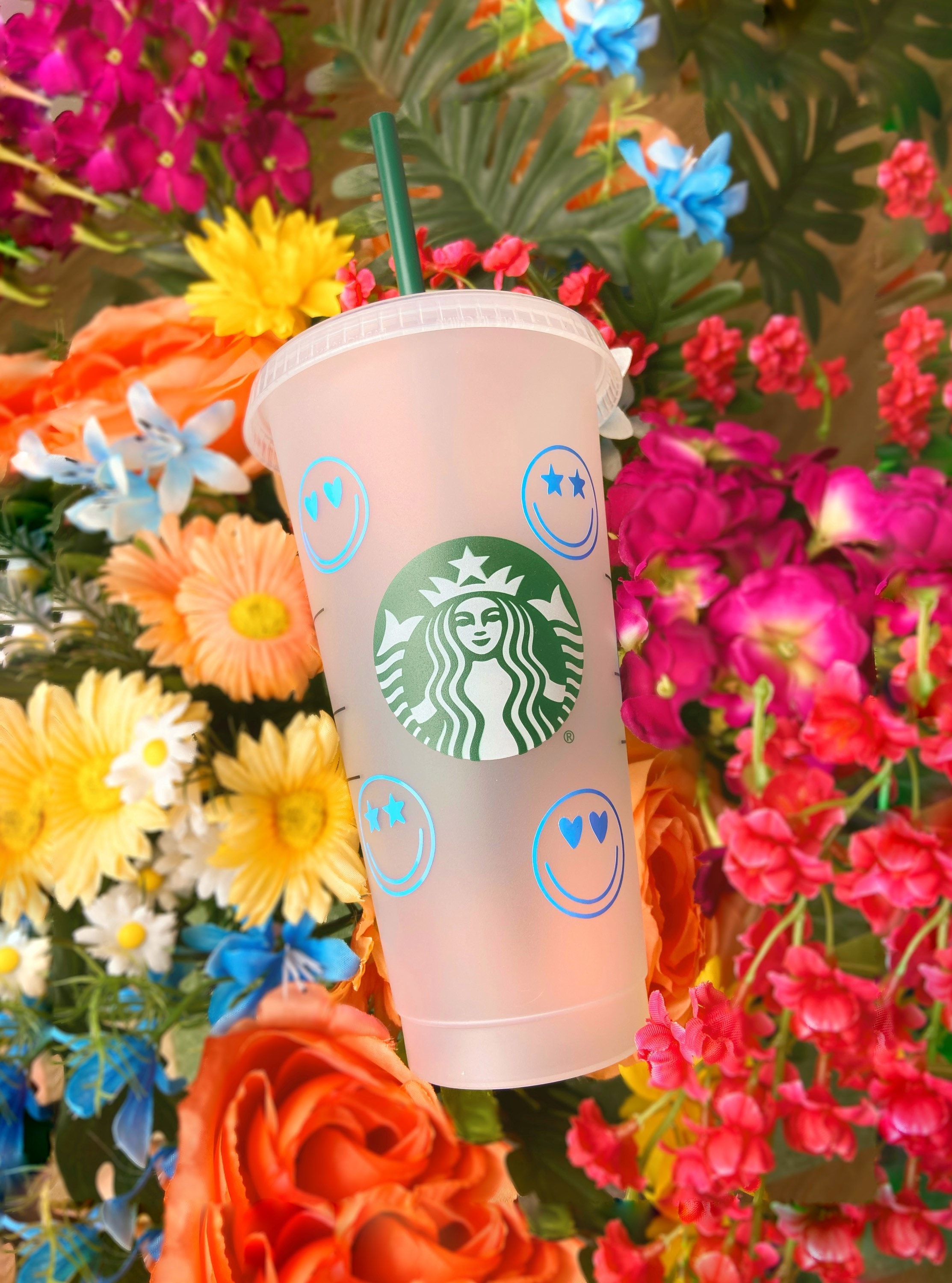 Heart Eye Smile Face Starbucks Cup Smile Face Custom - Etsy