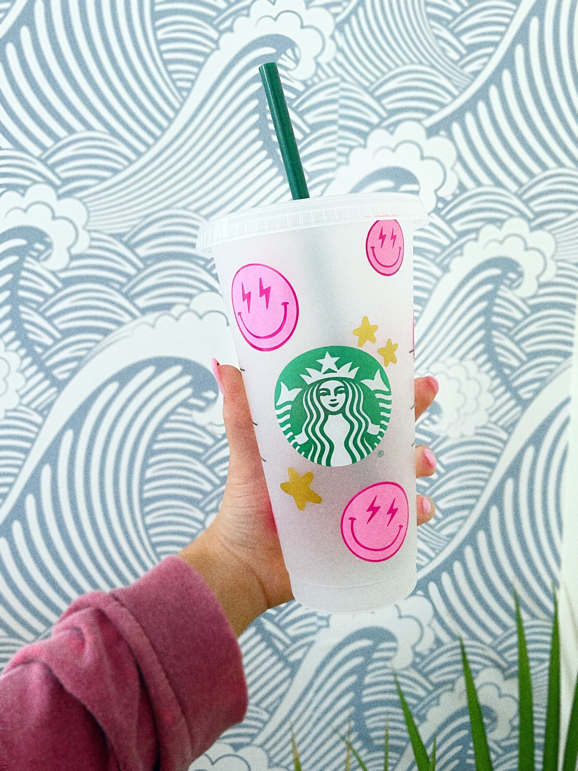 Smile Face Starbucks Cup Lightning Bolt Smile Face Starbucks - Etsy