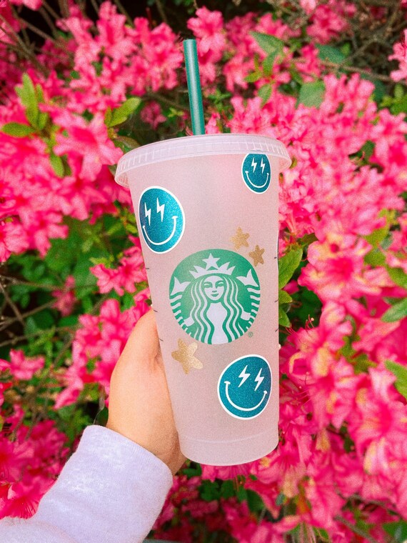 Smile Face Starbucks Cup Lightning Bolt Smile Face Starbucks | Etsy