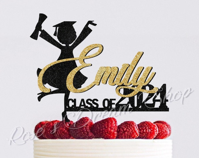 Custom Graduation Cake Topper Girl Class of 2026 Cake Topper ...
