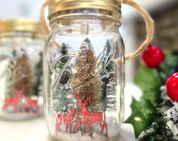 Personalized Mason Jar Snow Globe Custom Christmas Mason Jar Holiday ...