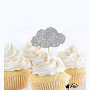 Sparkly Cloud Cupcake Toppers, Cloud Cupcake Toppers, Cloud Topper ...