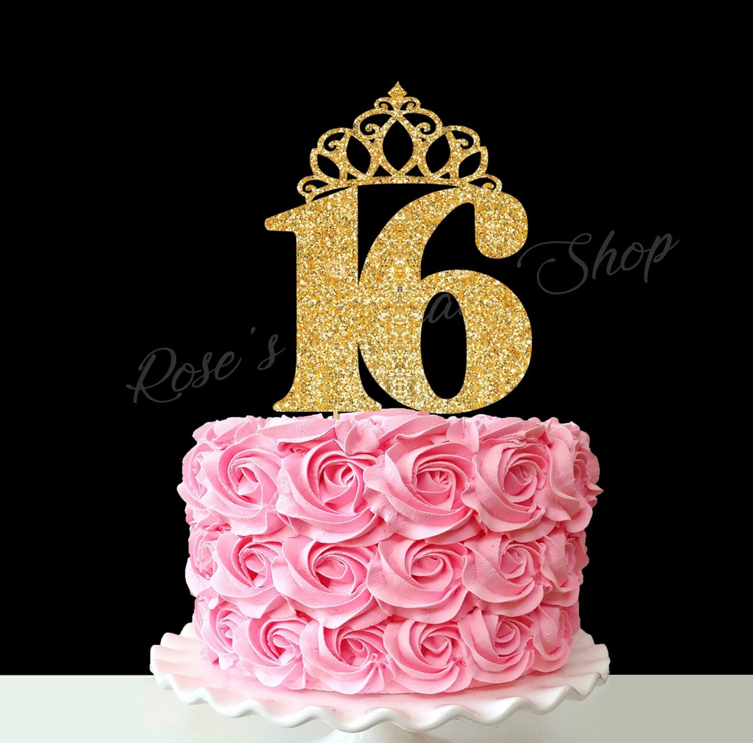 16th Cake Topper, 16 Birthday Party, 16 Table Decor, Sweet Sixteen ...