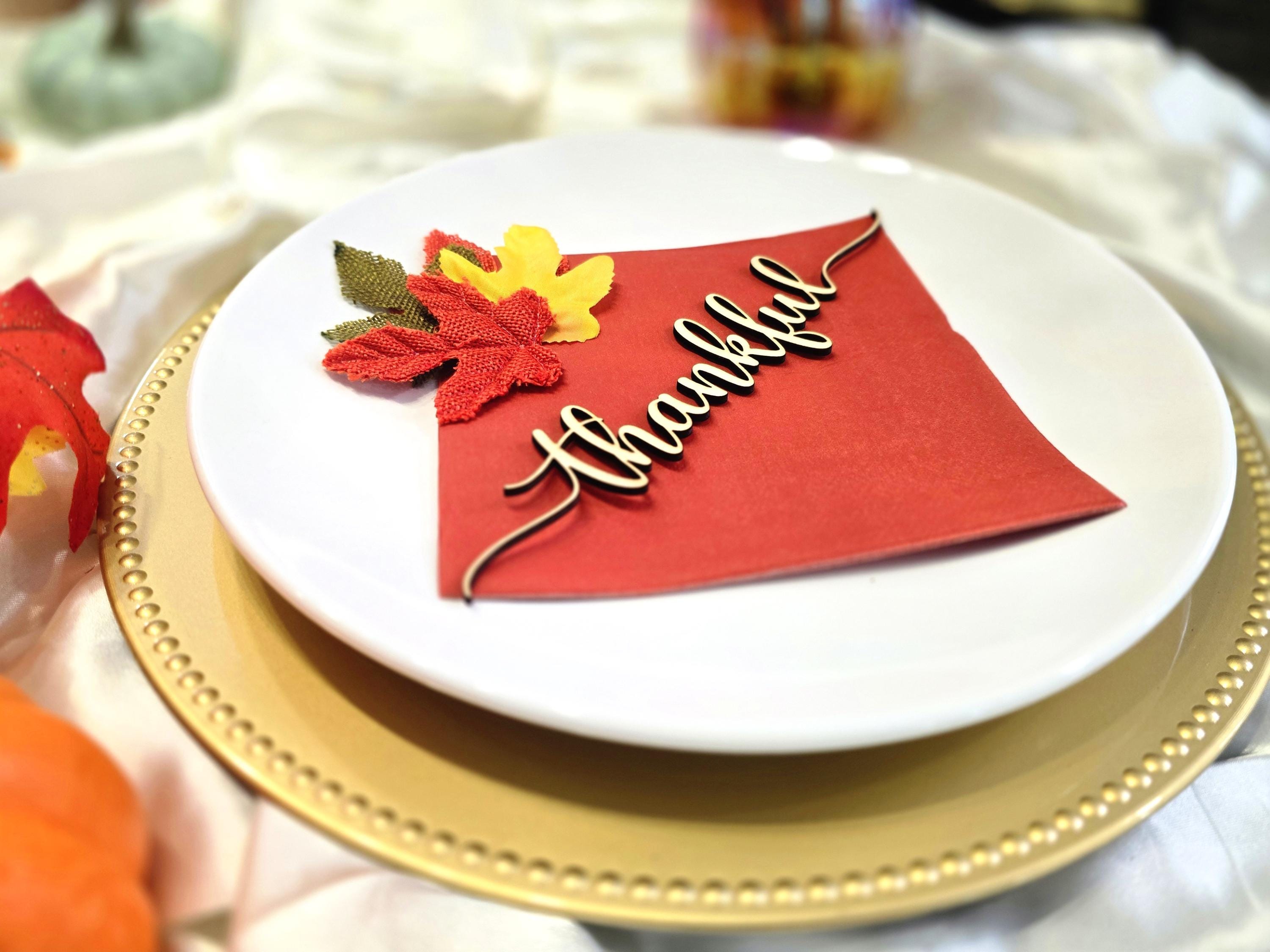 Custom Thanksgiving Place Card, Thankful Grateful Blessed Gather Place ...