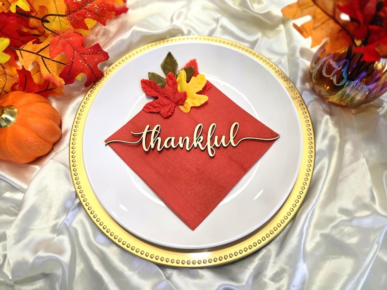 Custom Thanksgiving Place Card, Thankful Grateful Blessed Gather Place ...