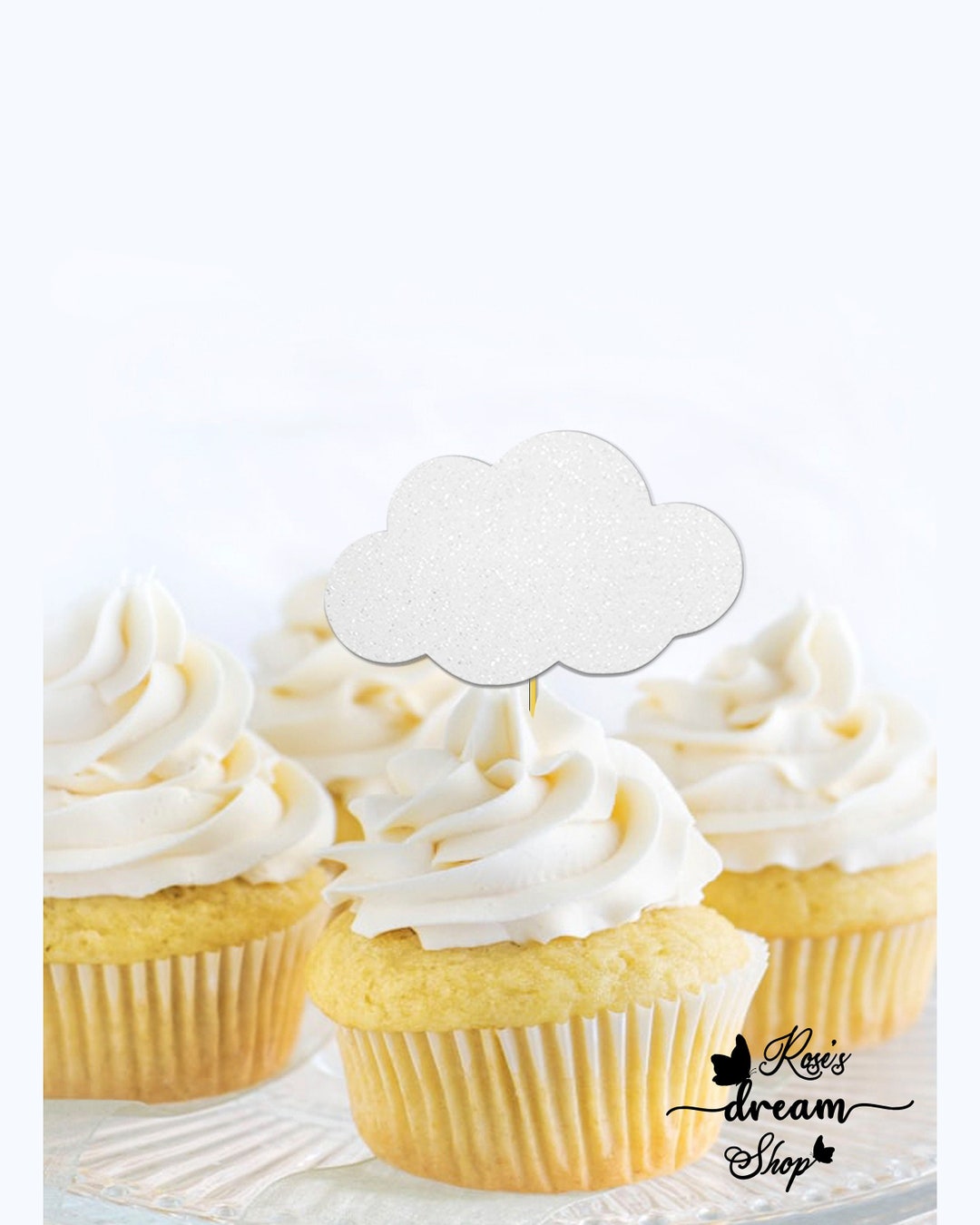 Sparkly Cloud Cupcake Toppers, Cloud Cupcake Toppers, Cloud Topper ...