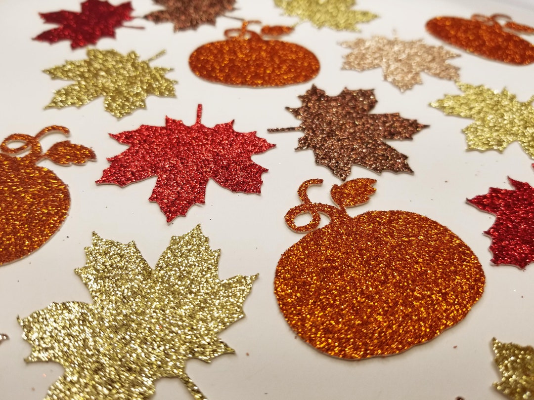 Glitter Pumpkin and Leaves Confetti, Pumpkin Table Scatter ...