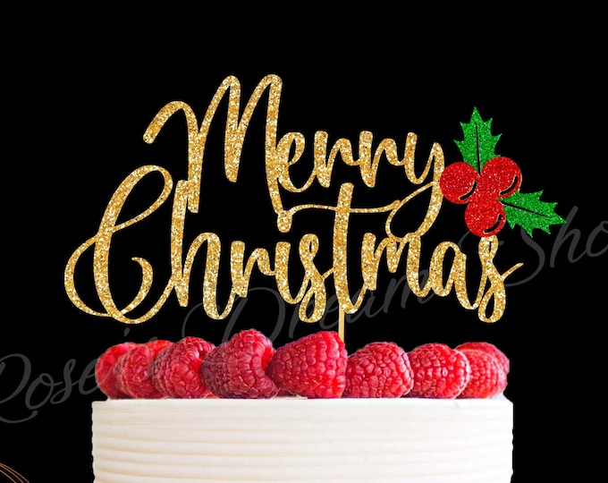 Merry Christmas Cake Topper, Christmas Cake Topper, Christmas Decor ...