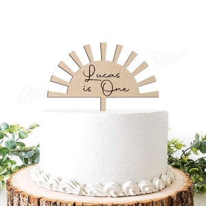 Half Sun Cake Topper, Personalized Sun Cake Topper, First Trip Around the Sun, Boho Sun Custom ...