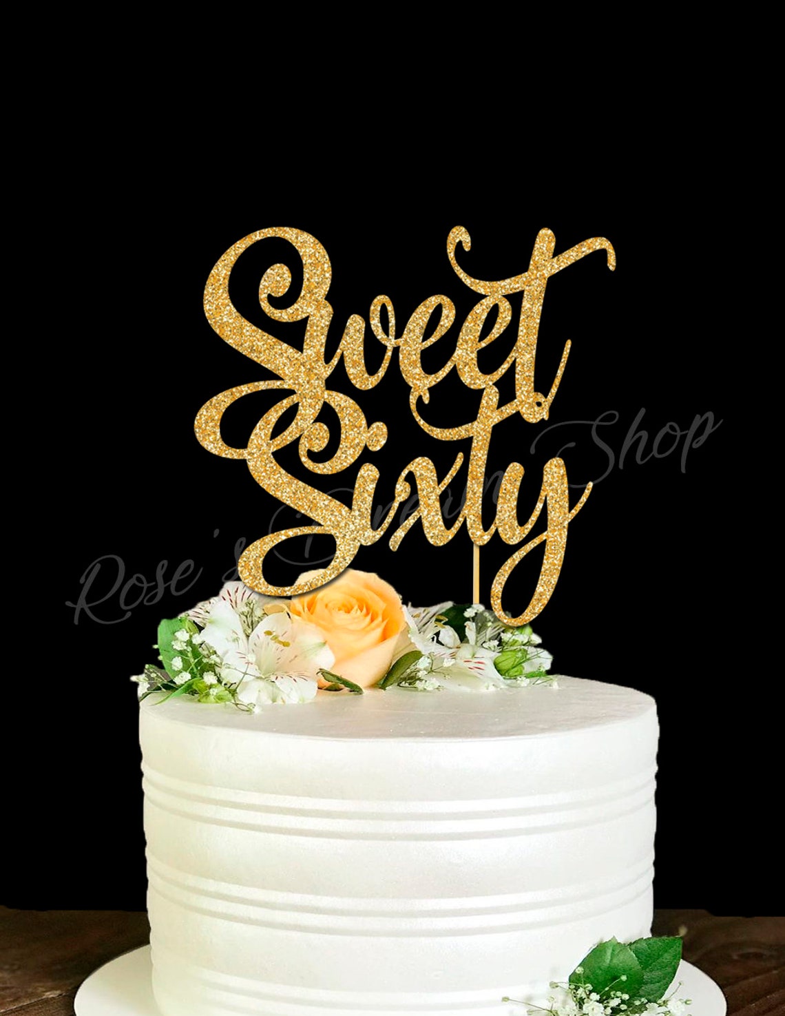 Sweet 60 Cake Topper, 60th Birthday Cake Topper, Sixty Cake Topper ...