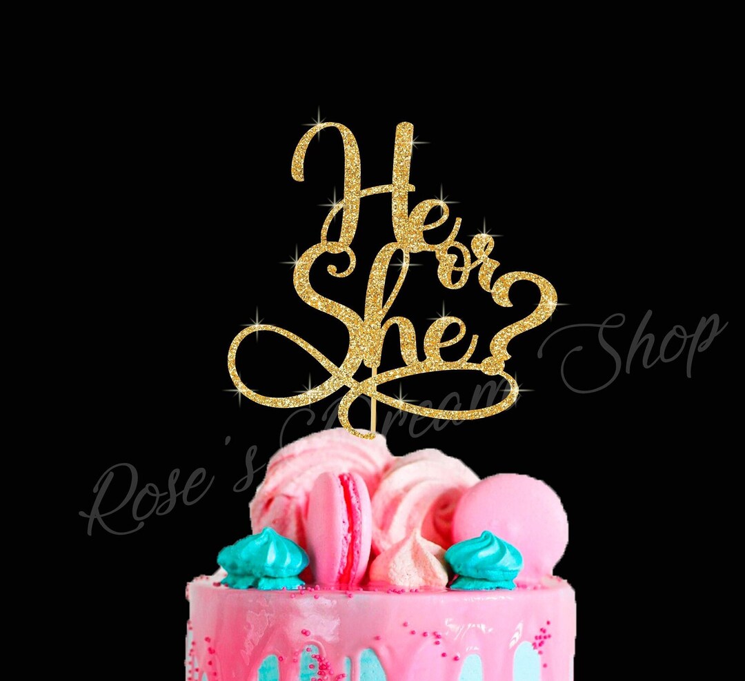 He or She Cake Topper, Gender Reveal Cake Topper, Baby Shower Cake ...