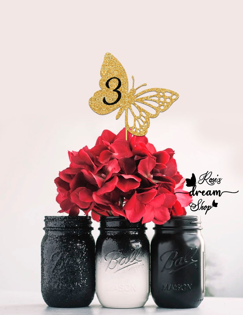 Butterfly Table Number Glitter Centerpiece Butterfly - Etsy