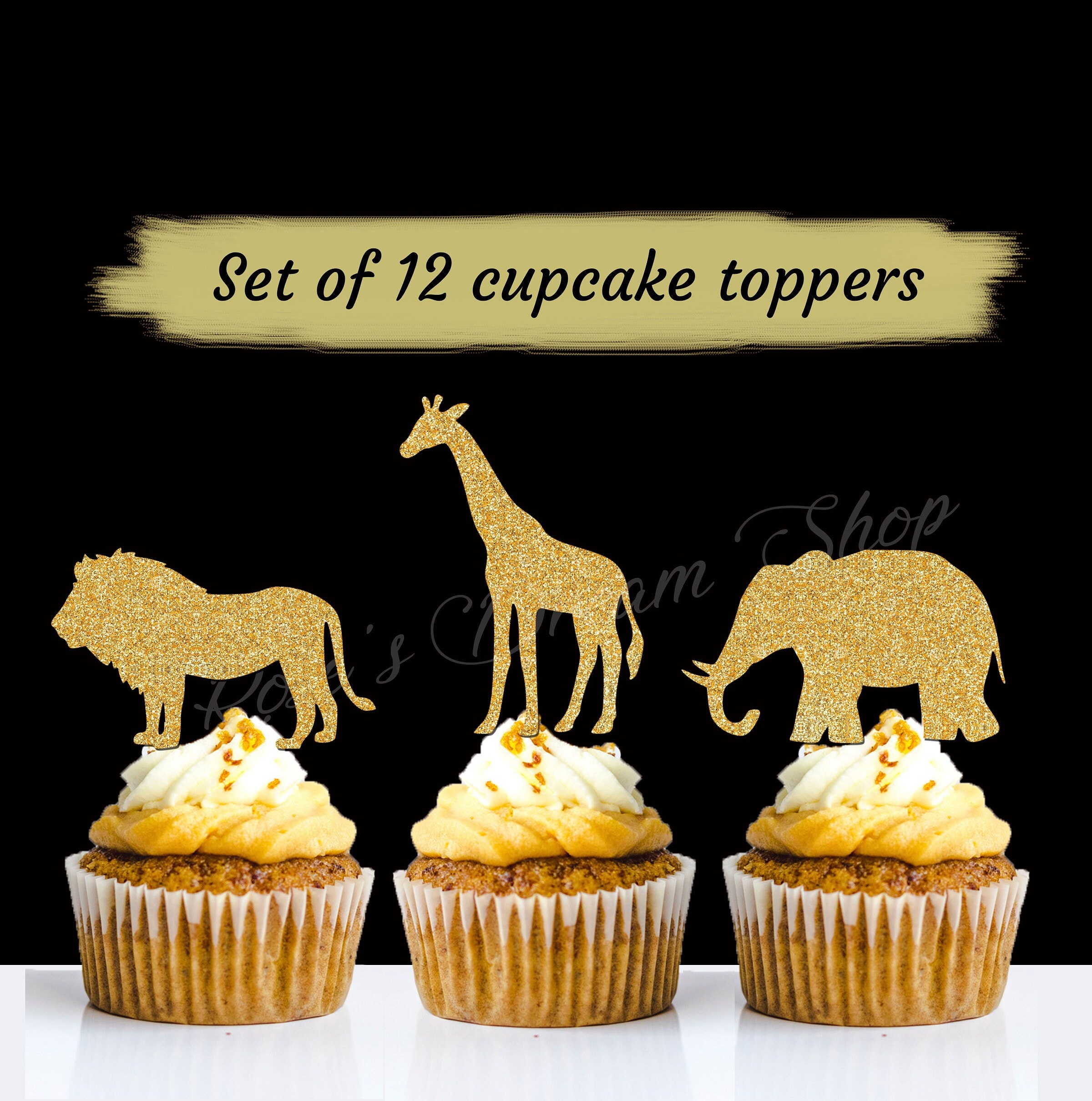 Safari Animal Cupcake Toppers Safari Baby Shower Jungle - Etsy