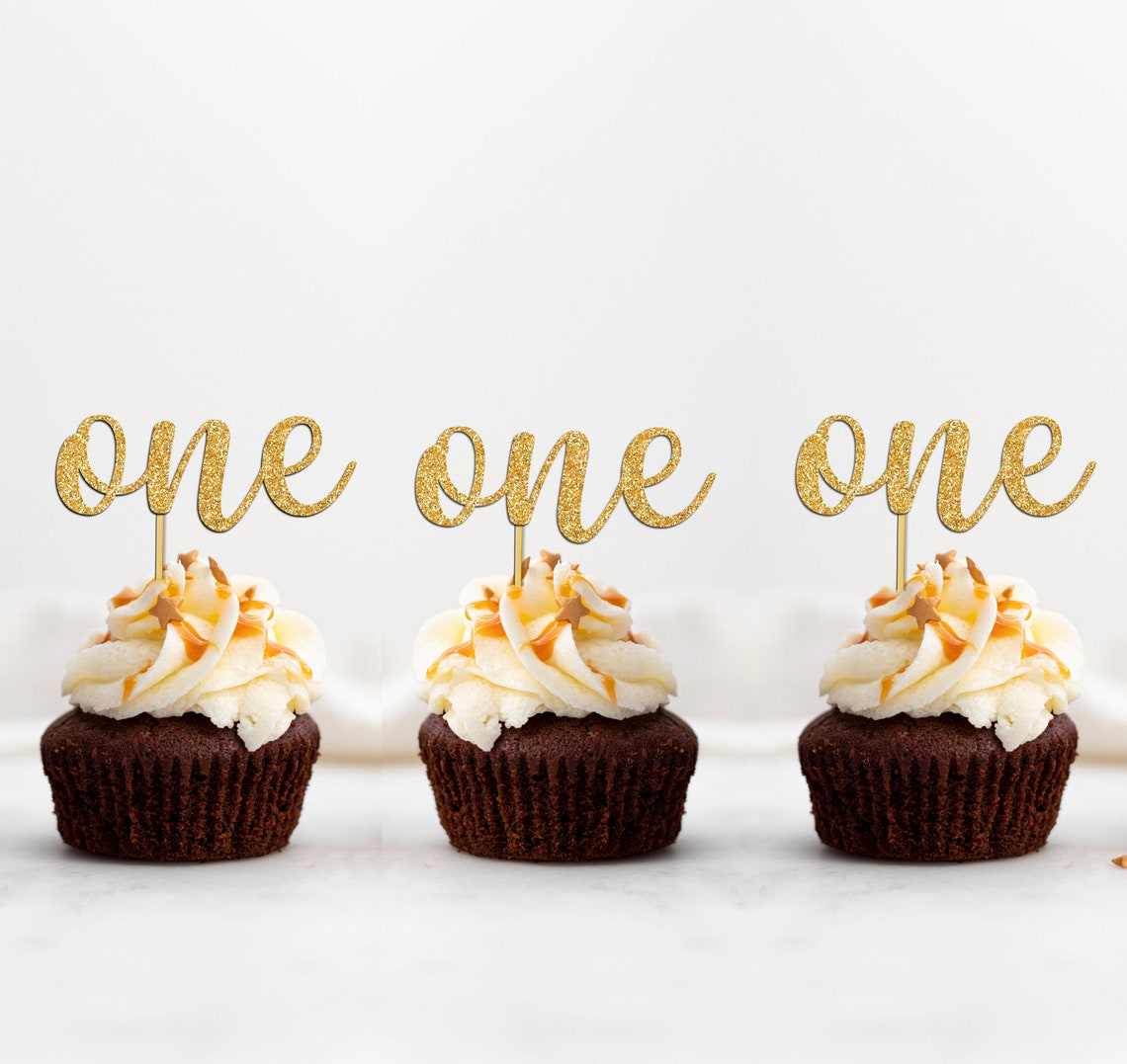 1st Birthday Cupcake Toppers One Birthday Cupcake Toppers - Etsy