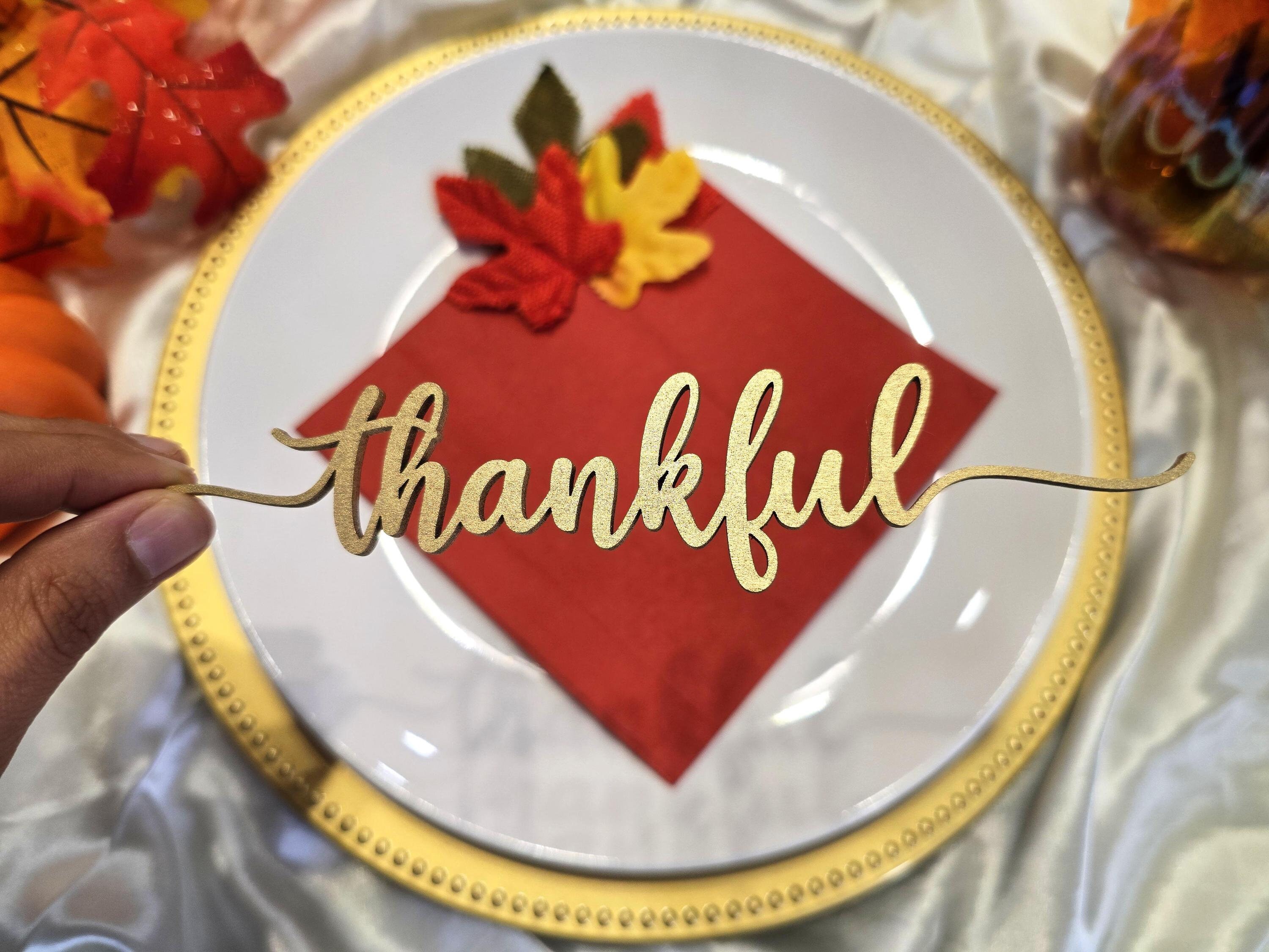 Custom Thanksgiving Place Card, Thankful Grateful Blessed Gather Place ...