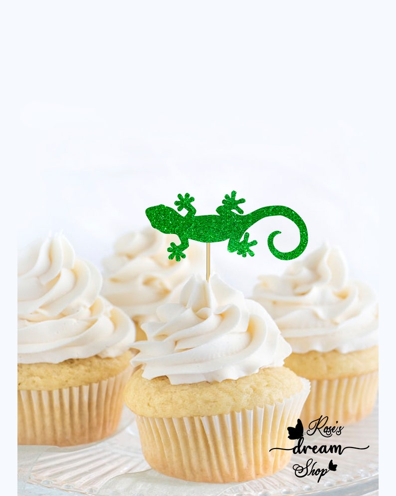 Lizard Cupcake Toppers, Gecko Cupcake Toppers, Chameleon, Lagartija ...
