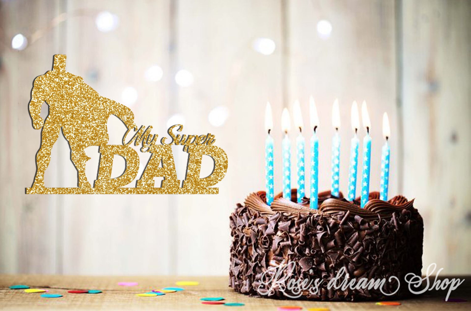 My Super Dad Cake Topper Father's Day Cake Topper Happy - Etsy