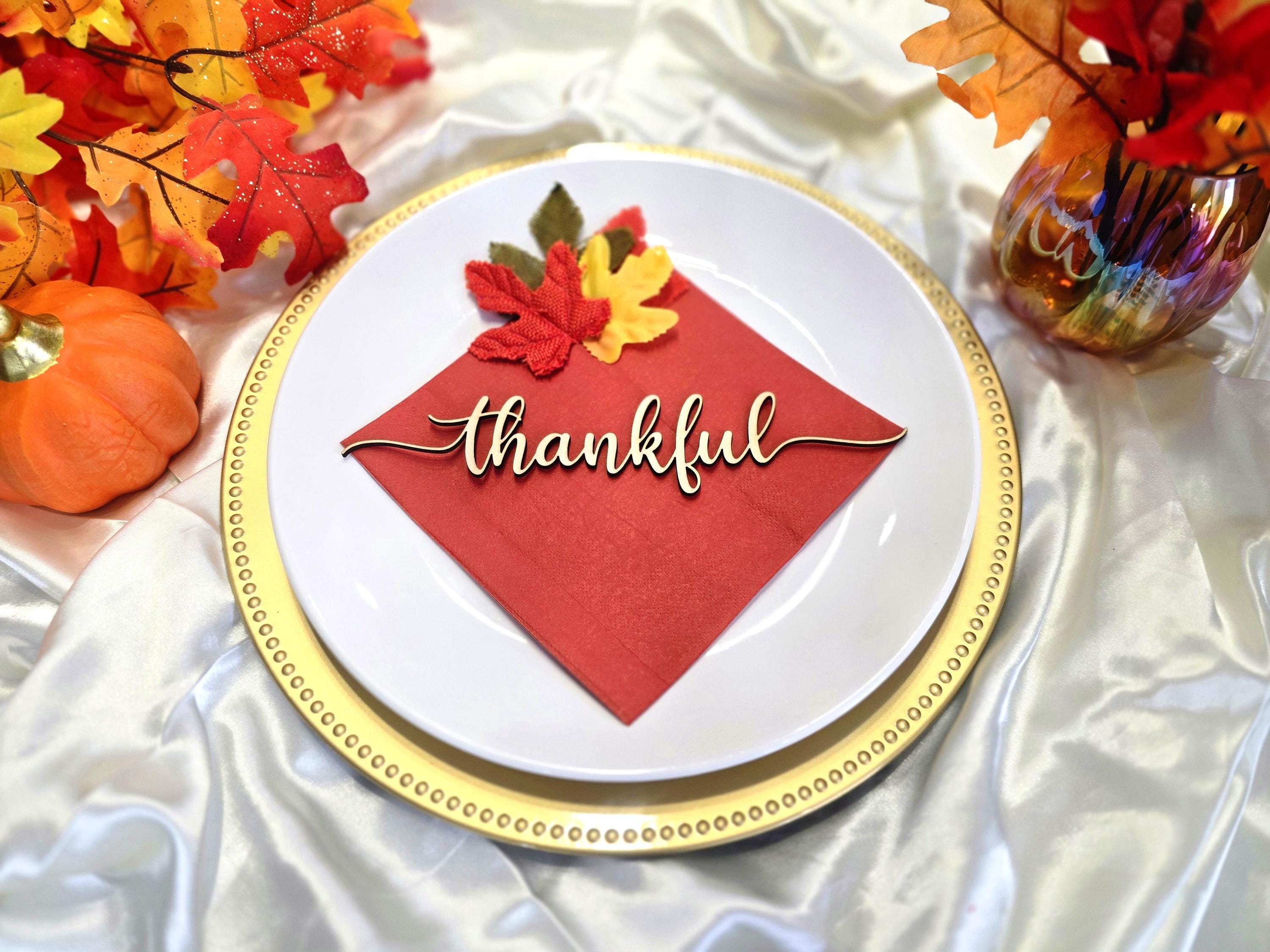 Custom Thanksgiving Place Card, Thankful Grateful Blessed Gather Place ...