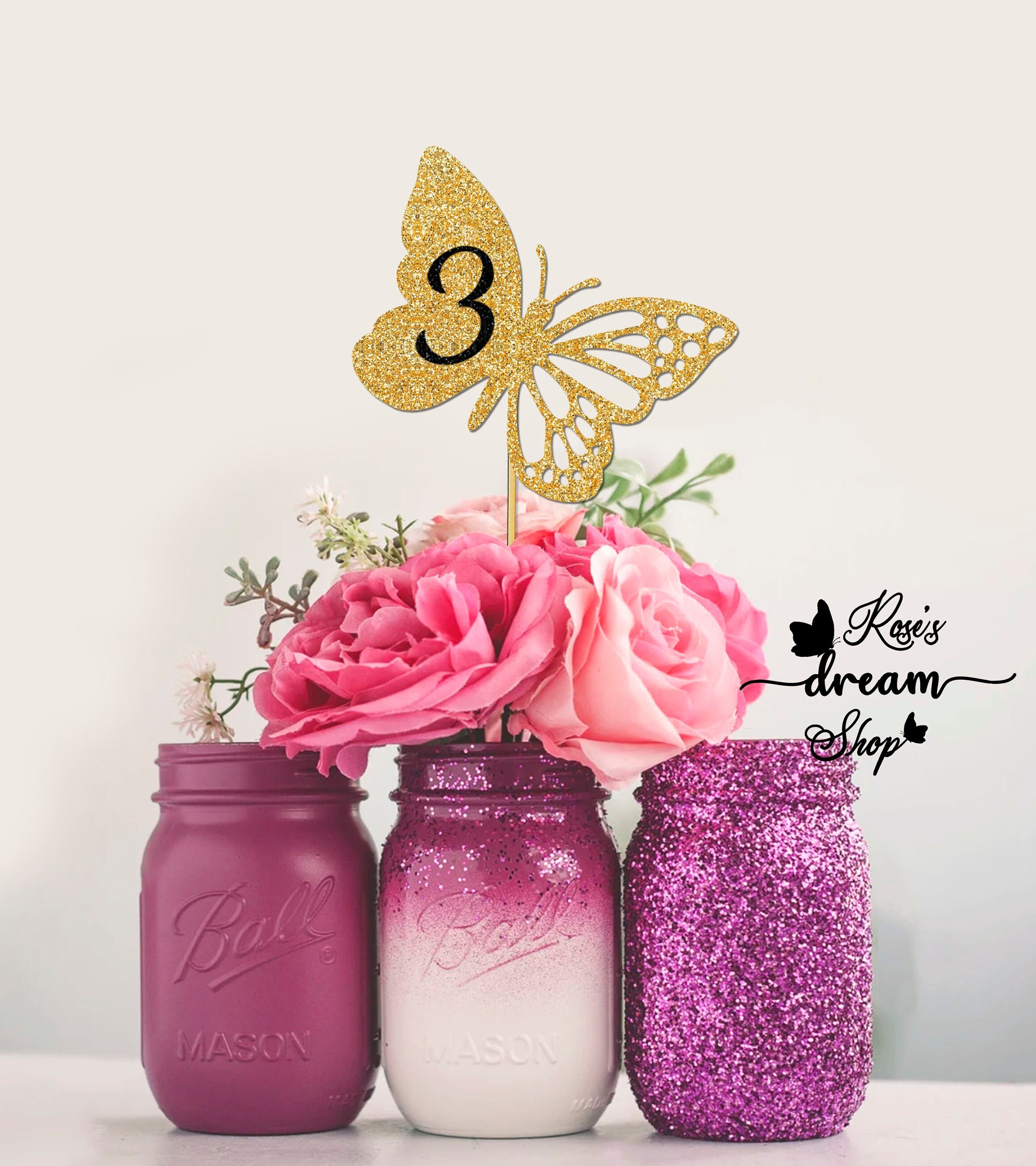 Butterfly Table Number Glitter Centerpiece, Butterfly Centerpiece ...