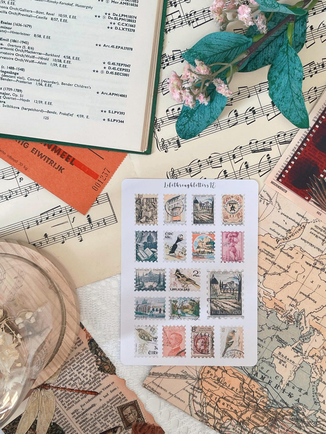 Vintage Stamp Stickers | Handmade | Journaling | Scrapbooking ...