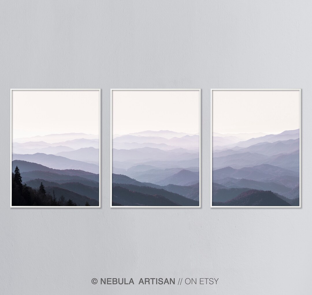 Set of 3 Fog Forest Mountain Landscape Set Photography Wall - Etsy