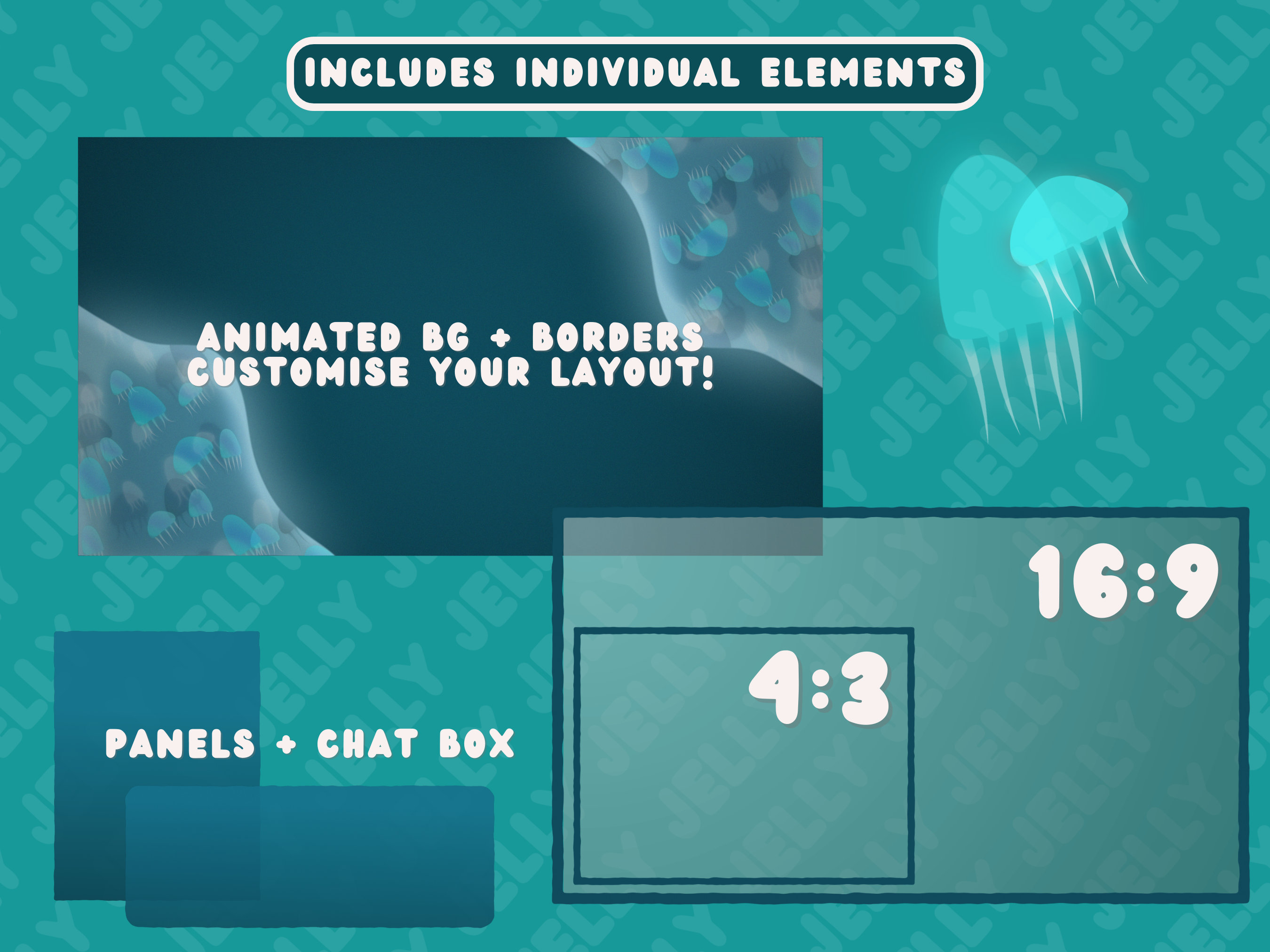 Animated Overlays Glowing Jellyfish - Jelly Ocean - Video - Borders ...
