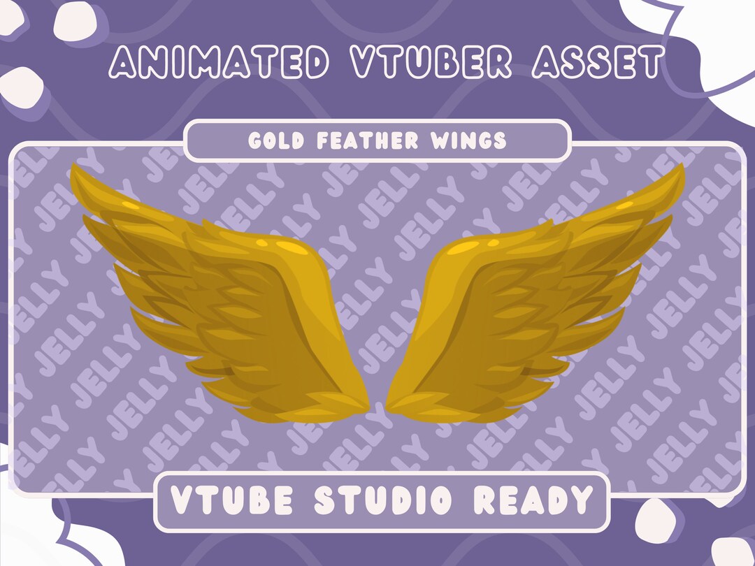 Animated Gold Feather Wings Vtuber Asset – Stream Overlay (digital ...