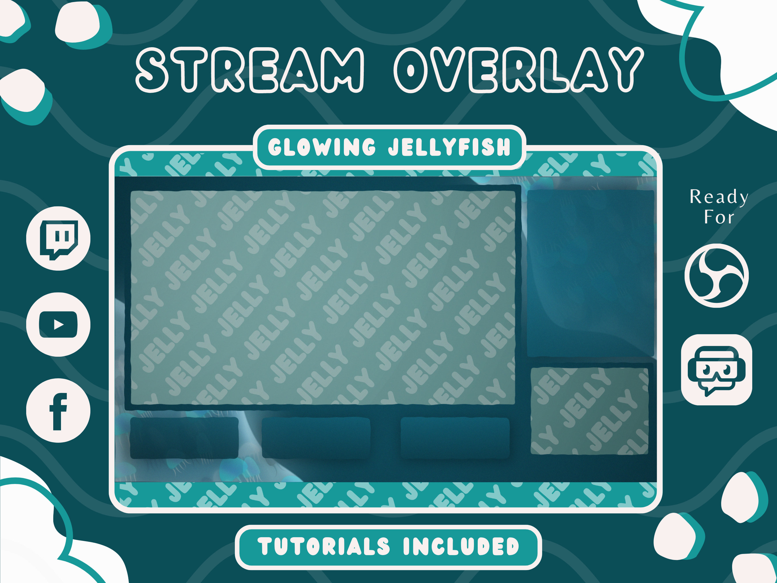 Animated Overlays Glowing Jellyfish - Jelly Ocean - Video - Borders ...