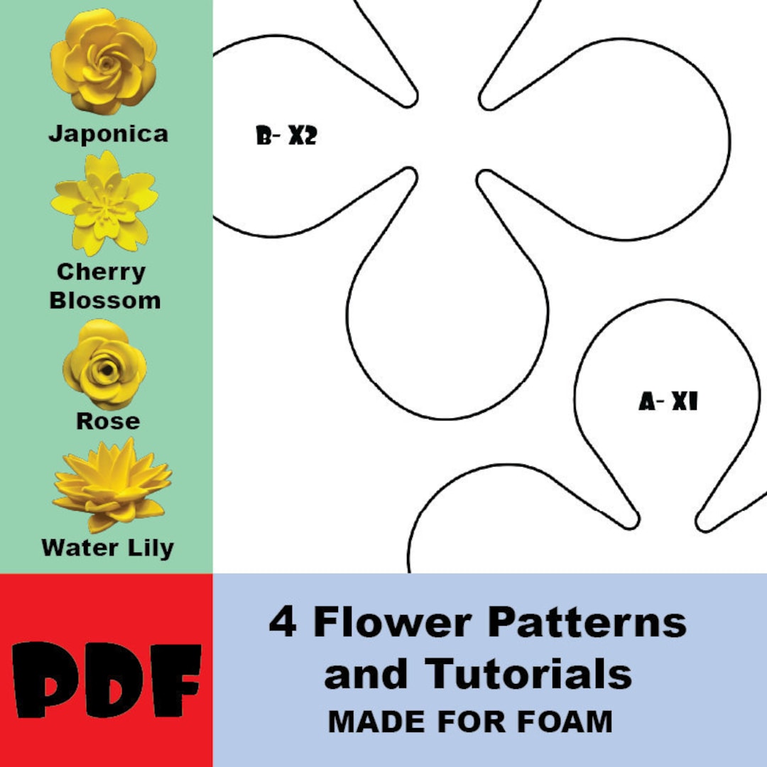 4 Craft Foam Flower Patterns and Tutorial - Etsy
