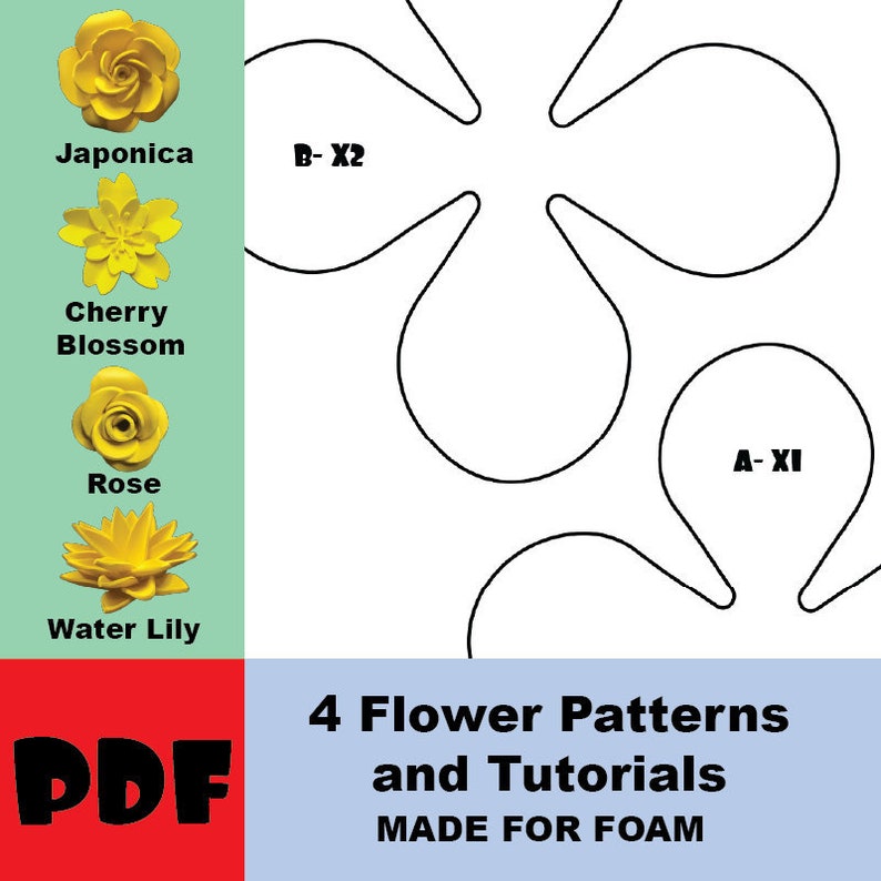 4 Craft Foam Flower Patterns and Tutorial | Etsy