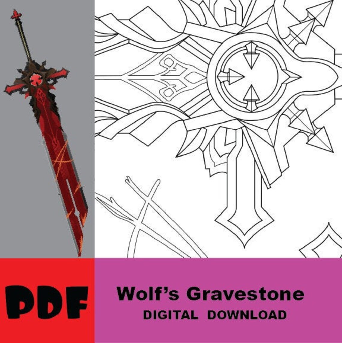 Claymore Sword DIY Template Pattern Blueprint Digital PDF Etsy