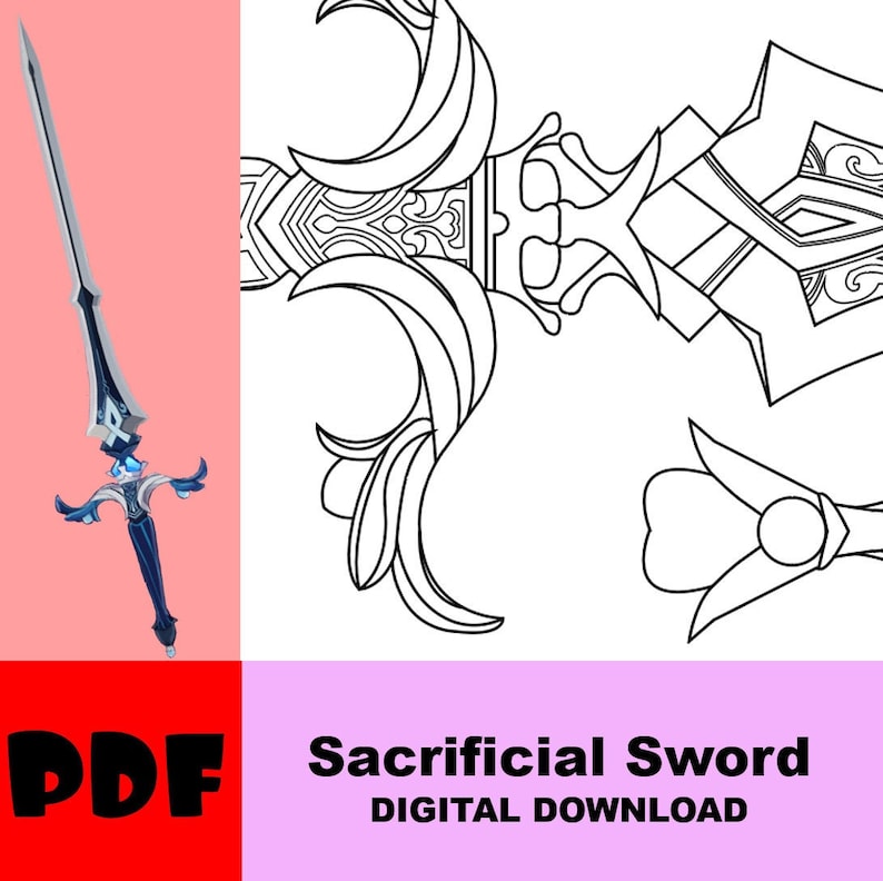 Sacrificial Sword Genshin Impact Blueprint | Etsy
