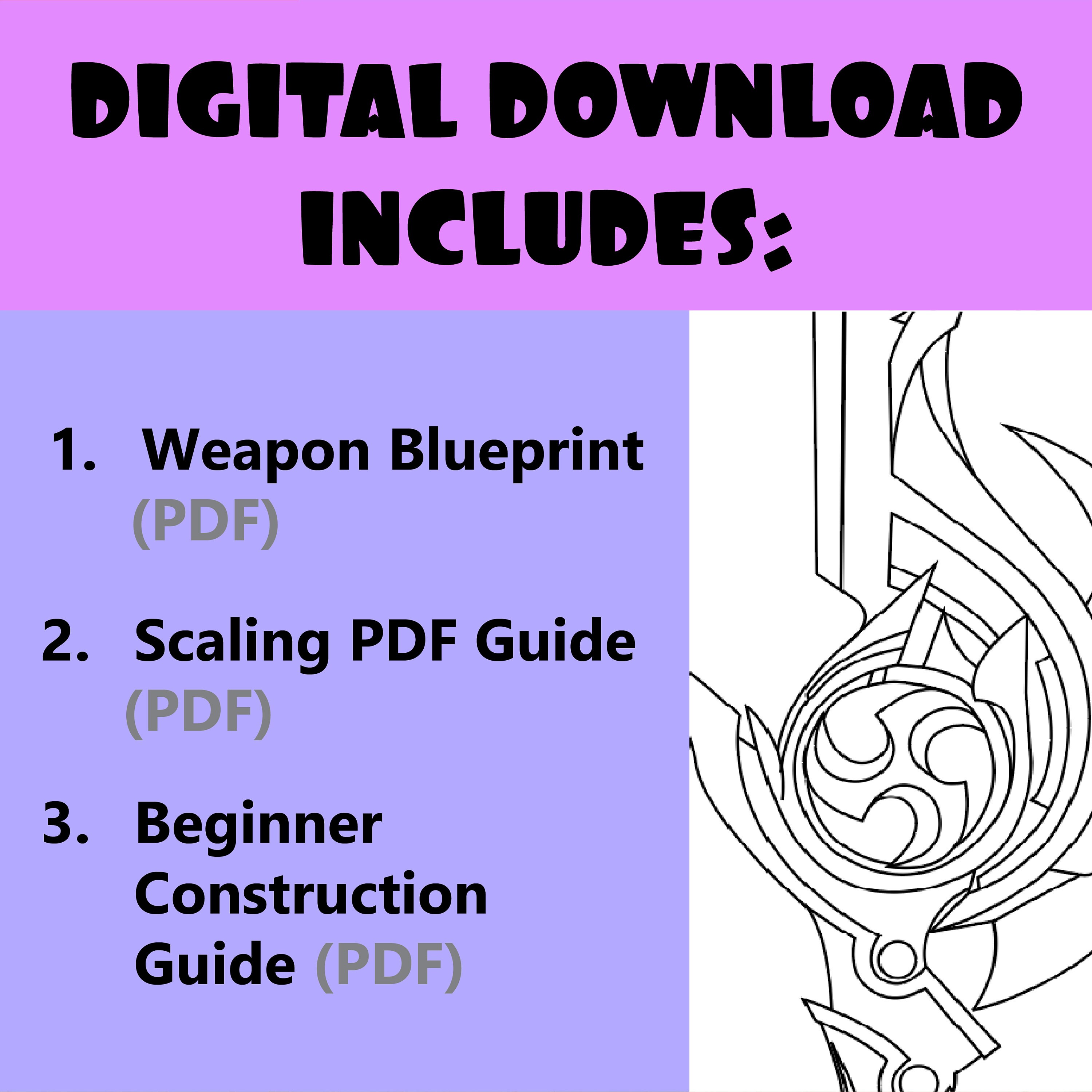 Engulfing Lighting Spear Genshin Impact PDF Blueprint - Etsy Sweden
