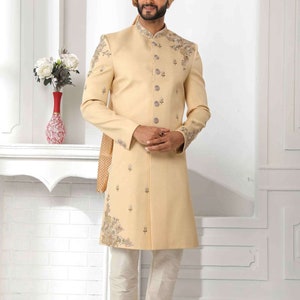 Mens Indo Sherwani With Churidar for Mens for Wedding Event Party ...
