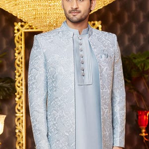 Embroidered Silk Jodhpuri Sherwani: Men's Wedding Indo-western Outfit ...