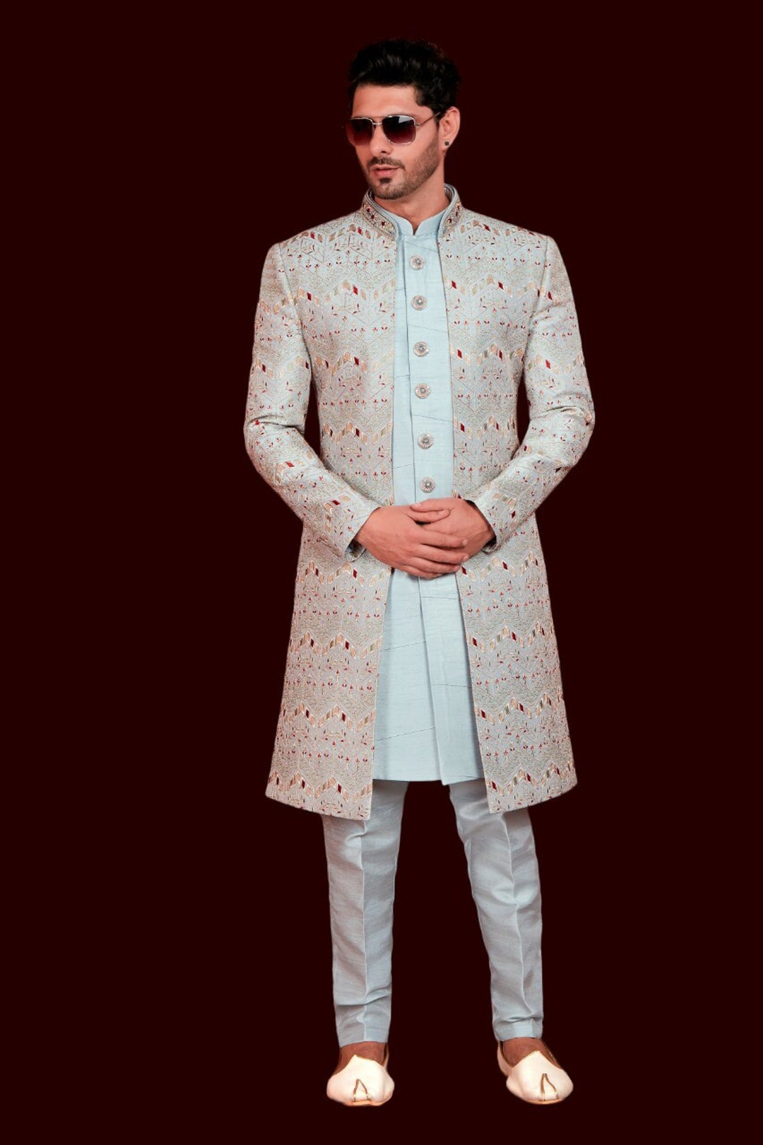 Indian Jodhpuri Wedding Sherwani for Grooms, Wedding Sherwani, Sherwani ...