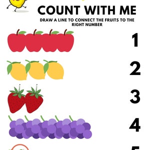 Learning Lemons - Kids Counting Sheet - Learn Numbers 1-5 - Etsy