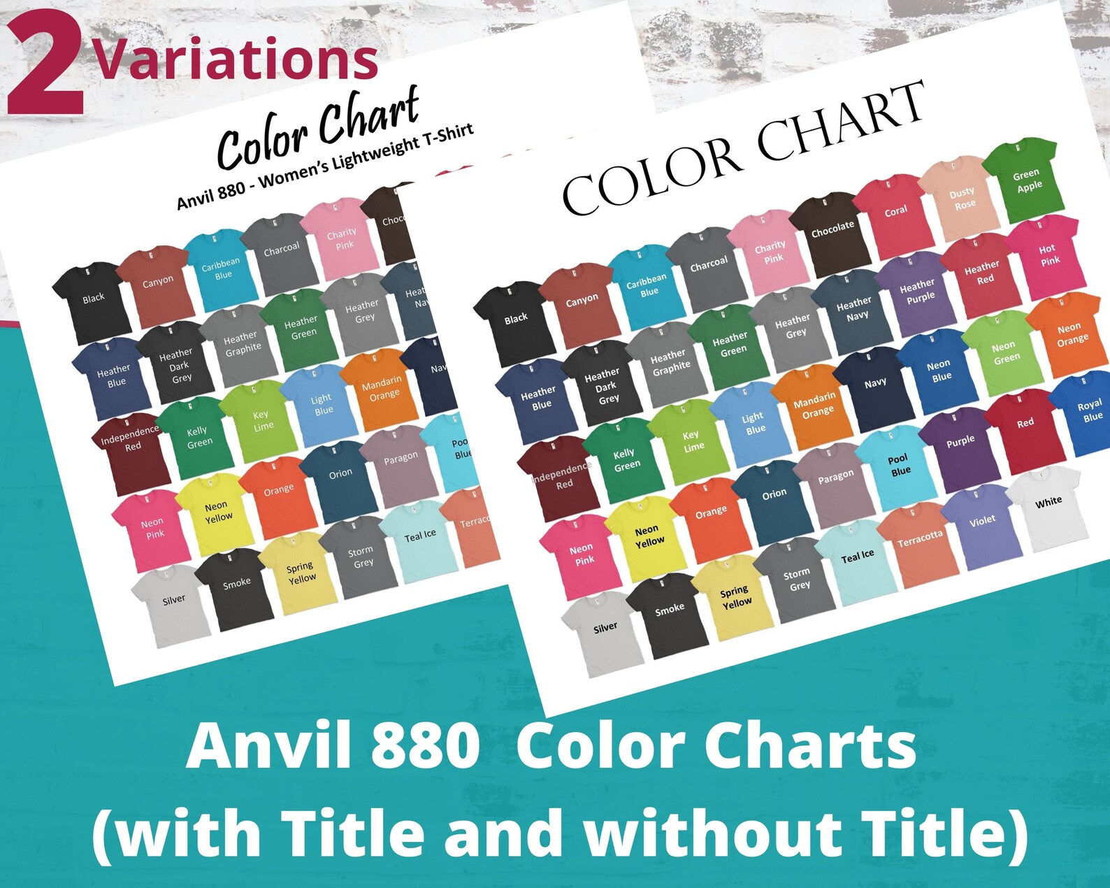 Anvil 880 Size Chart and Color Chart | Anvil Women’s Lightweight T ...