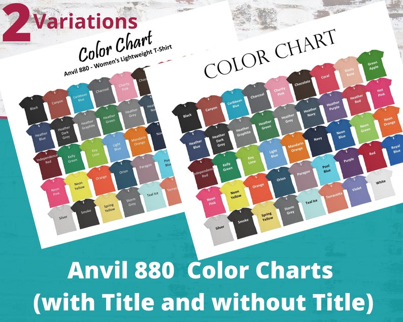 Anvil 880 Size Chart and Color Chart Anvil Womens Lightweight T-shirt ...