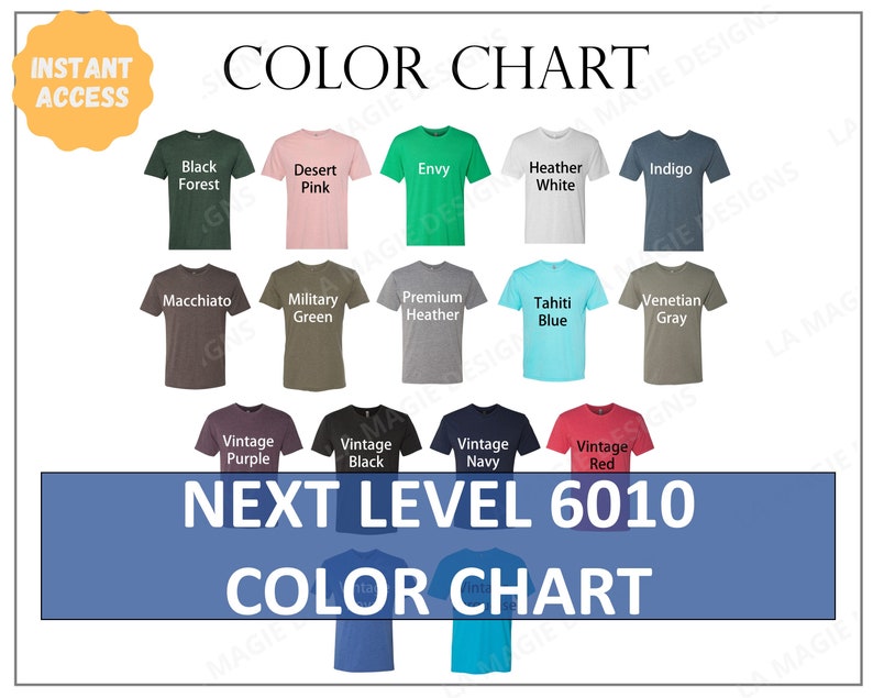 Next Level 6010 Color Chart | All Colors | N6010 | Colro Guide ...
