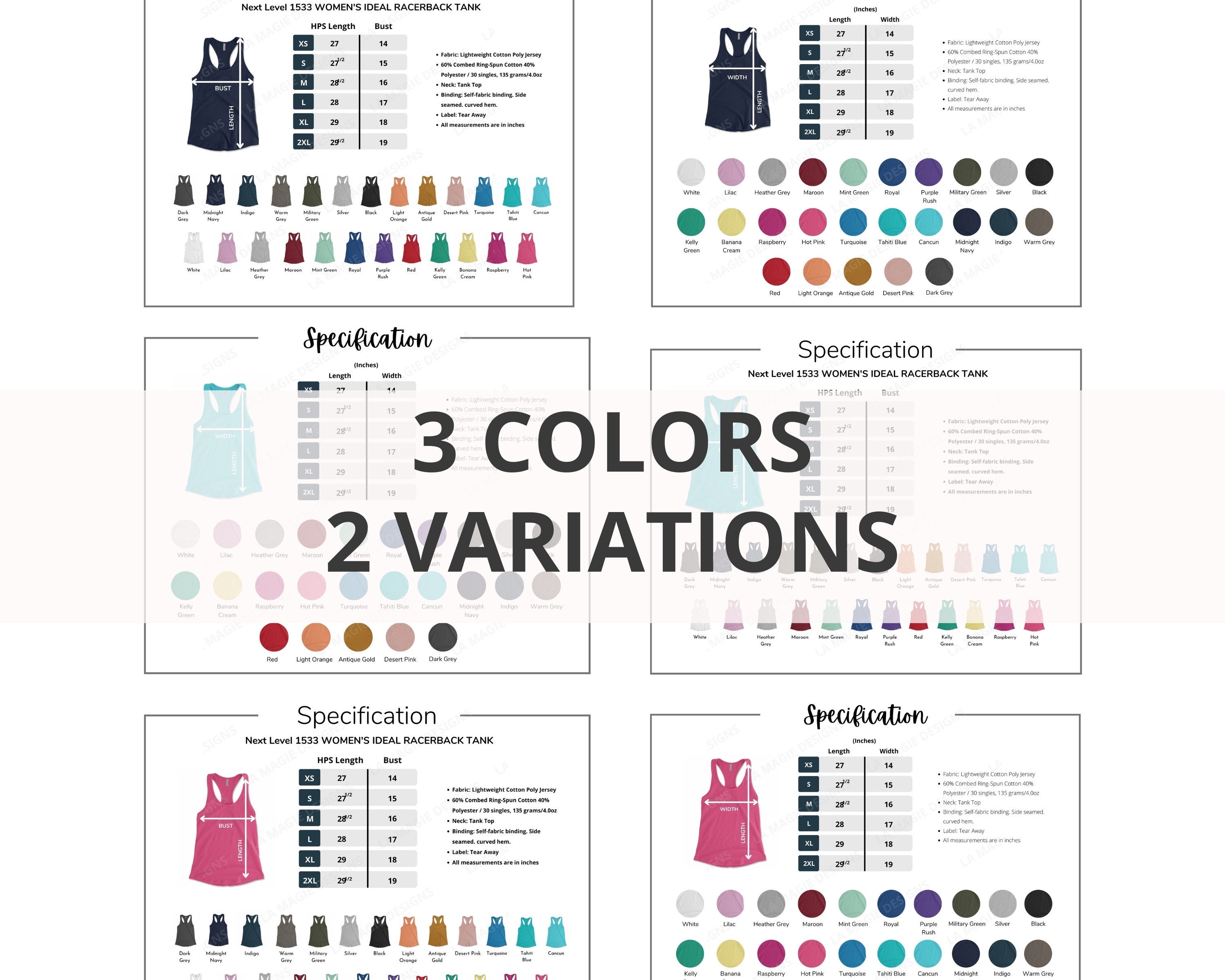 Next Level 1533 Color Chartnext Level 1533 Size - Etsy